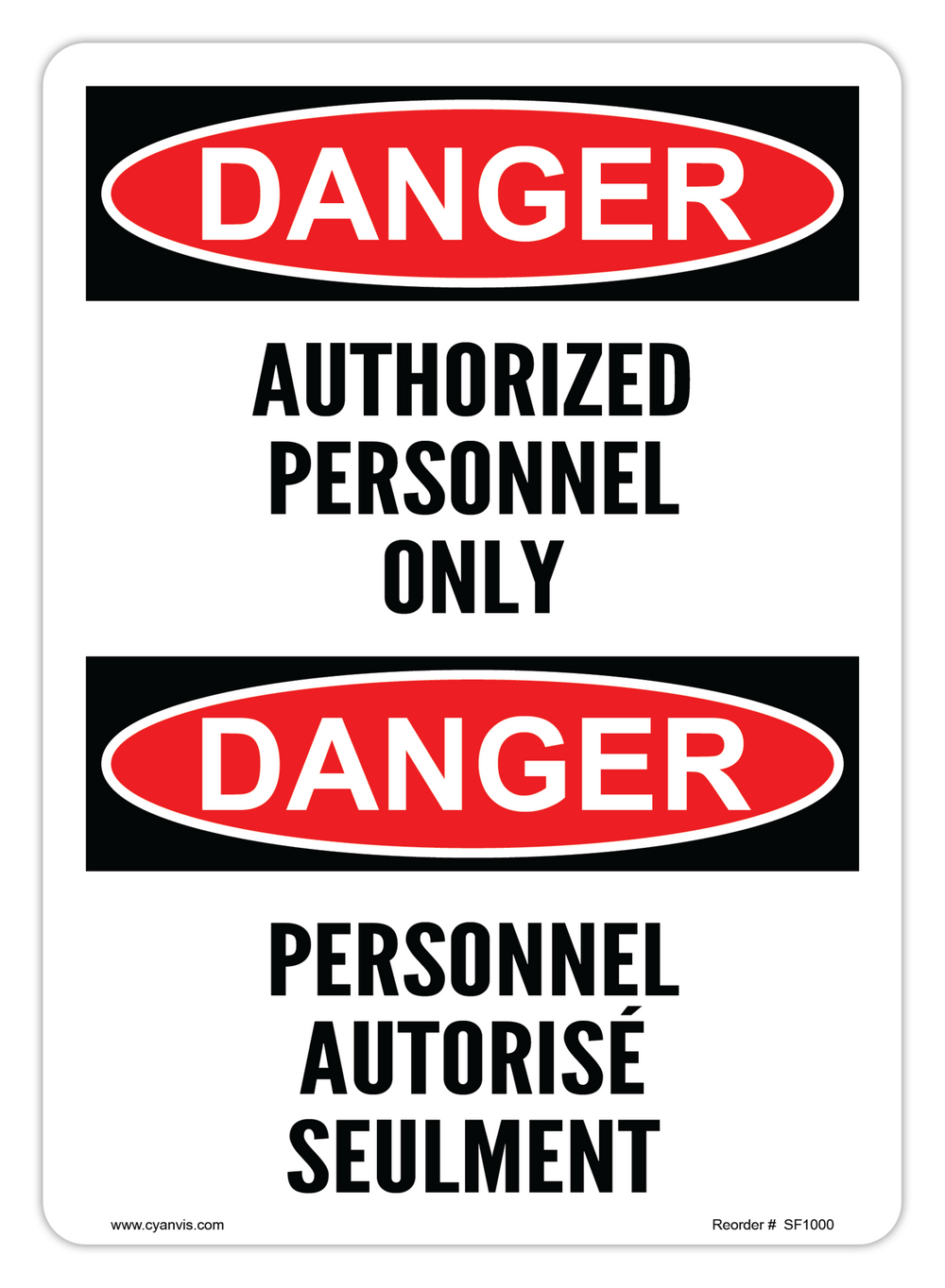 High quality Bilingual - Danger safety sign