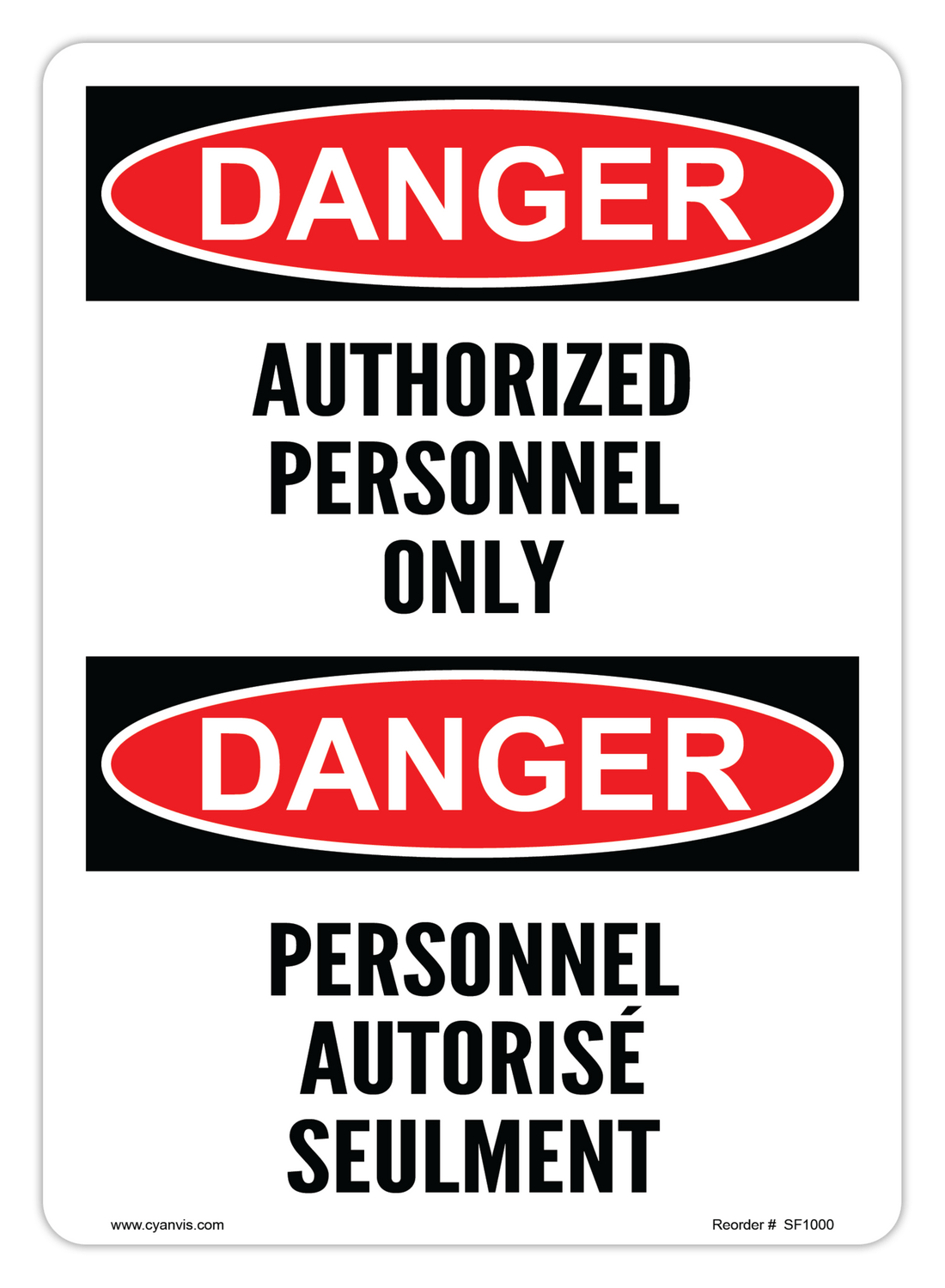 High quality Bilingual - Danger safety sign – CYANvisuals.com