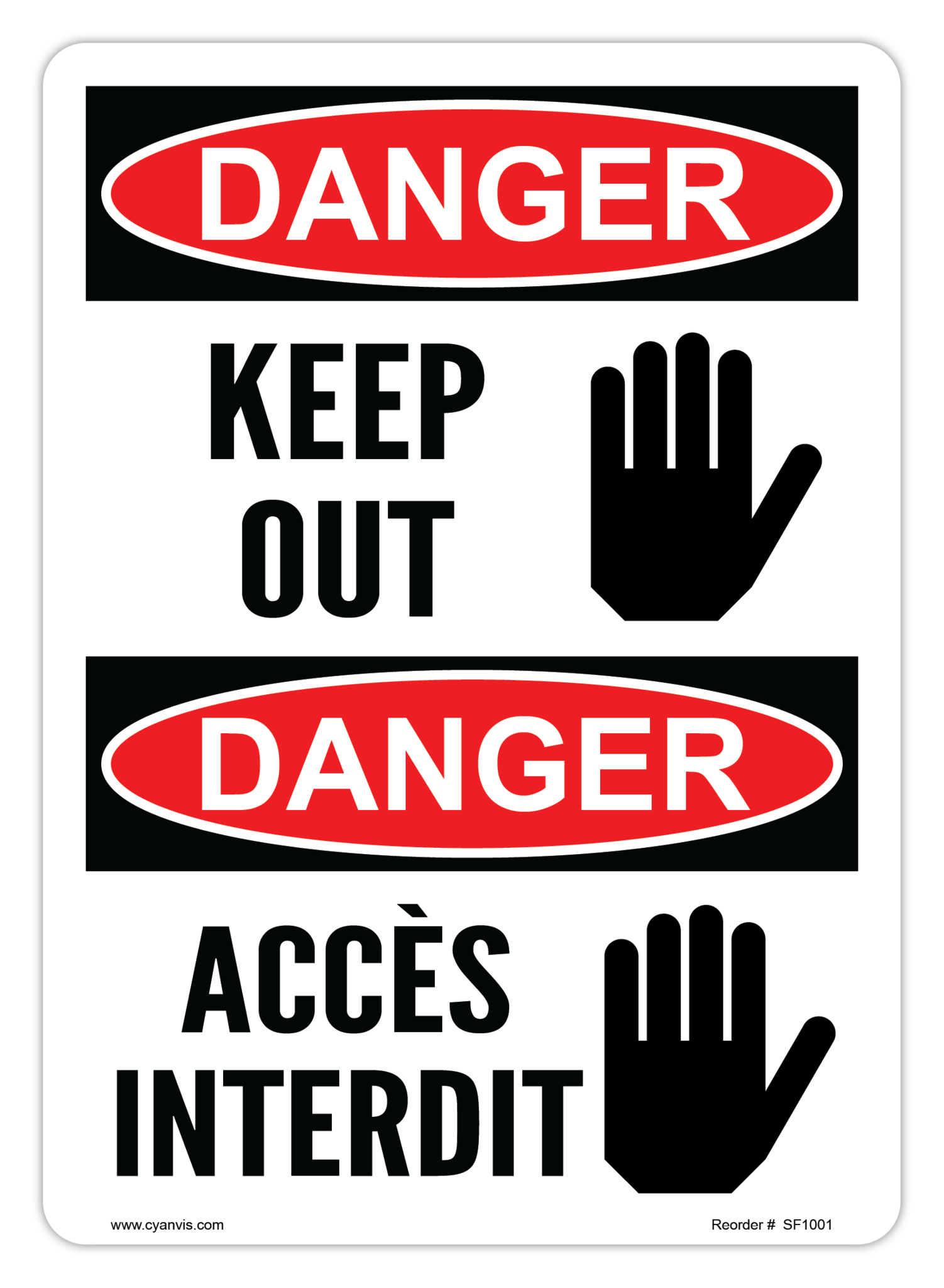 High quality Bilingual - Danger safety sign – CYANvisuals.com