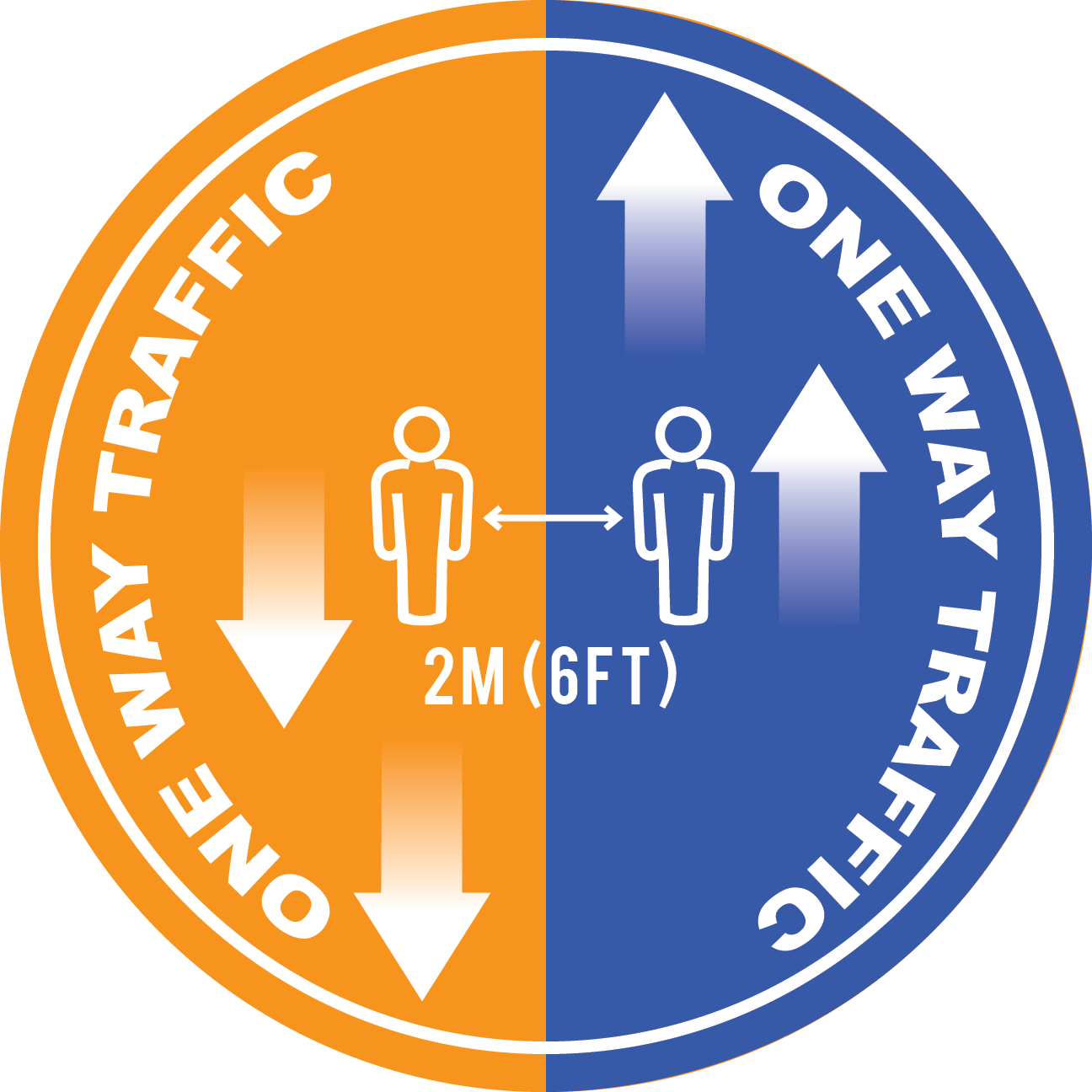 Social Distancing - One Way Traffic (SPLIT)- Floor Sign